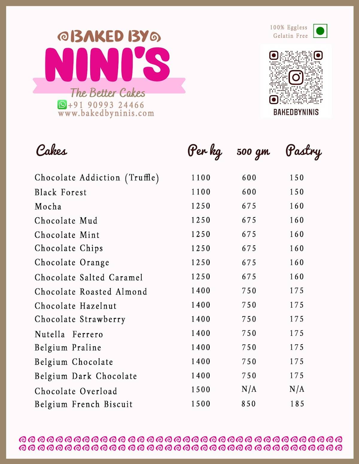 Menu at Baked By Nini's - Bodakdev, Ahmedabad