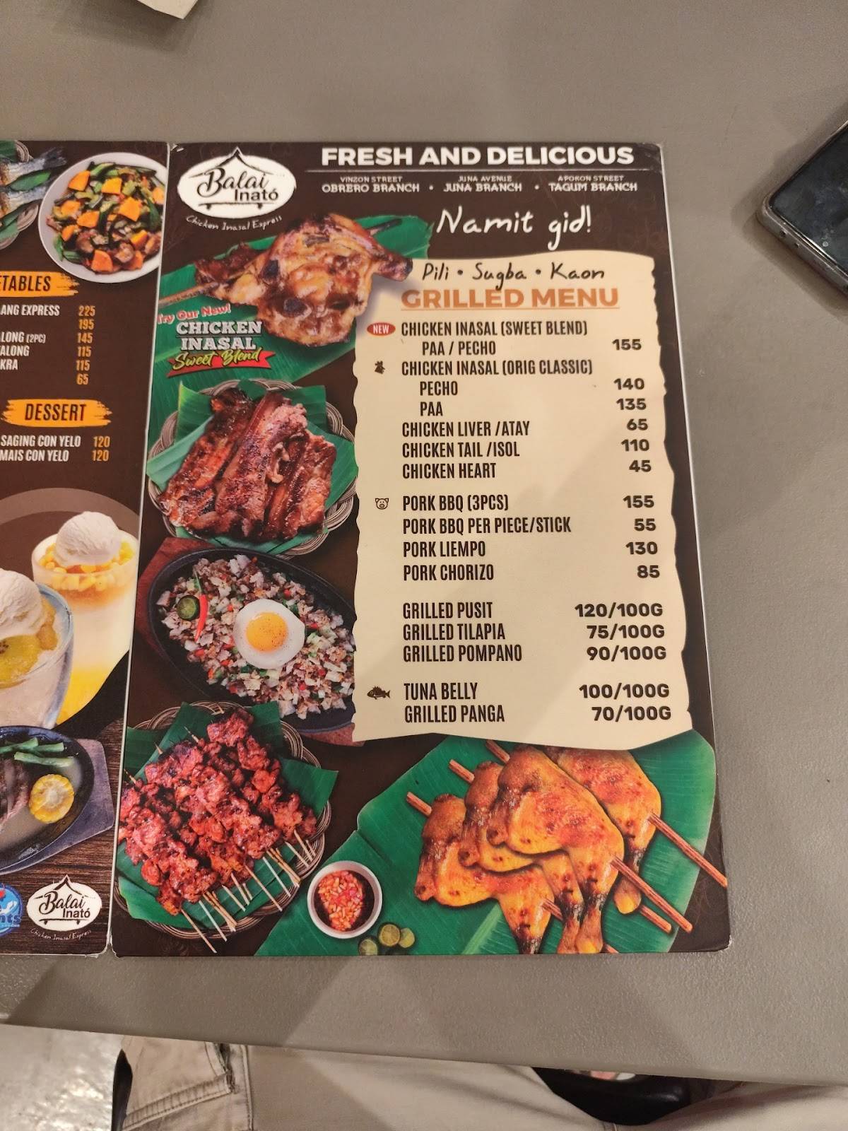 Menu at Balai Inató - Davao restaurant, Davao City