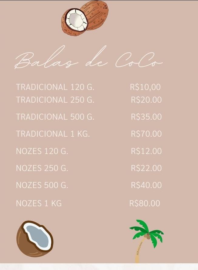Menu em Balas de coco da Elisa sobremesas, Jaguariúna