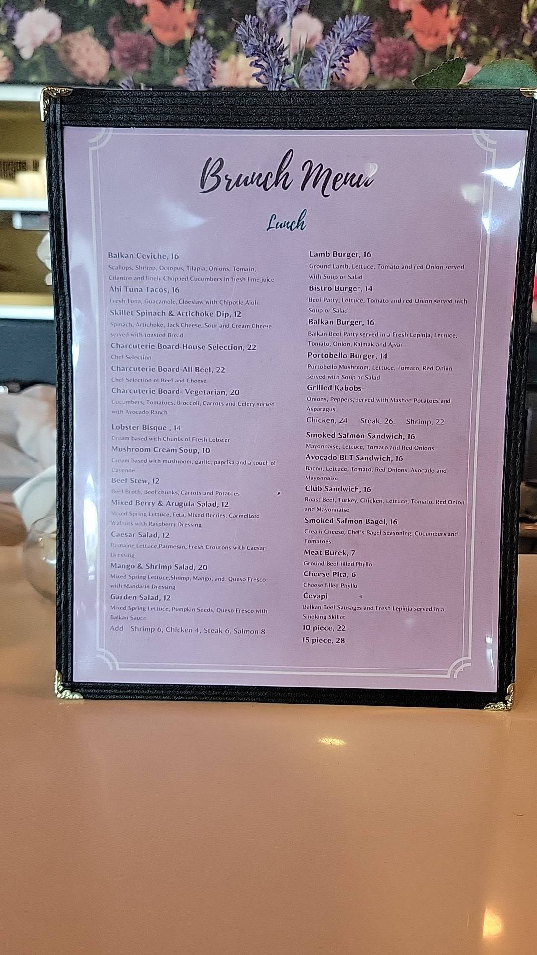 Menu at Balkan Garden Bistro restaurant, Grapevine