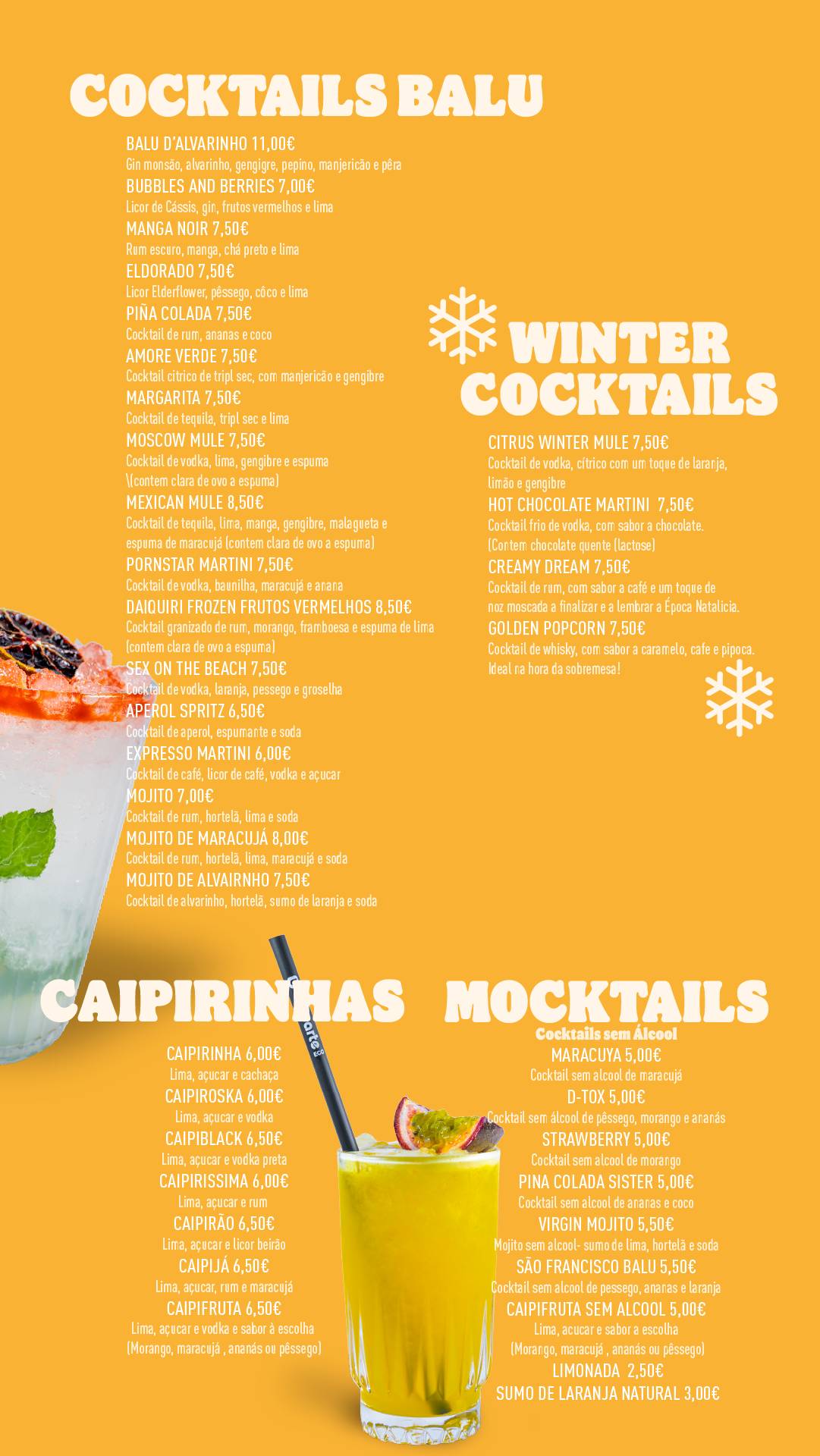 Menu at Baluarte Bar, Monção