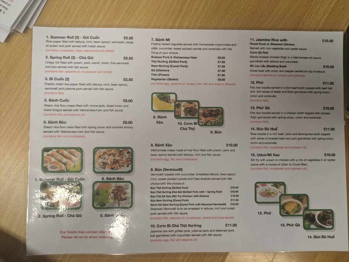 Menu at Banh Mi 108 restaurant, Feltham, Cavendish Terrace