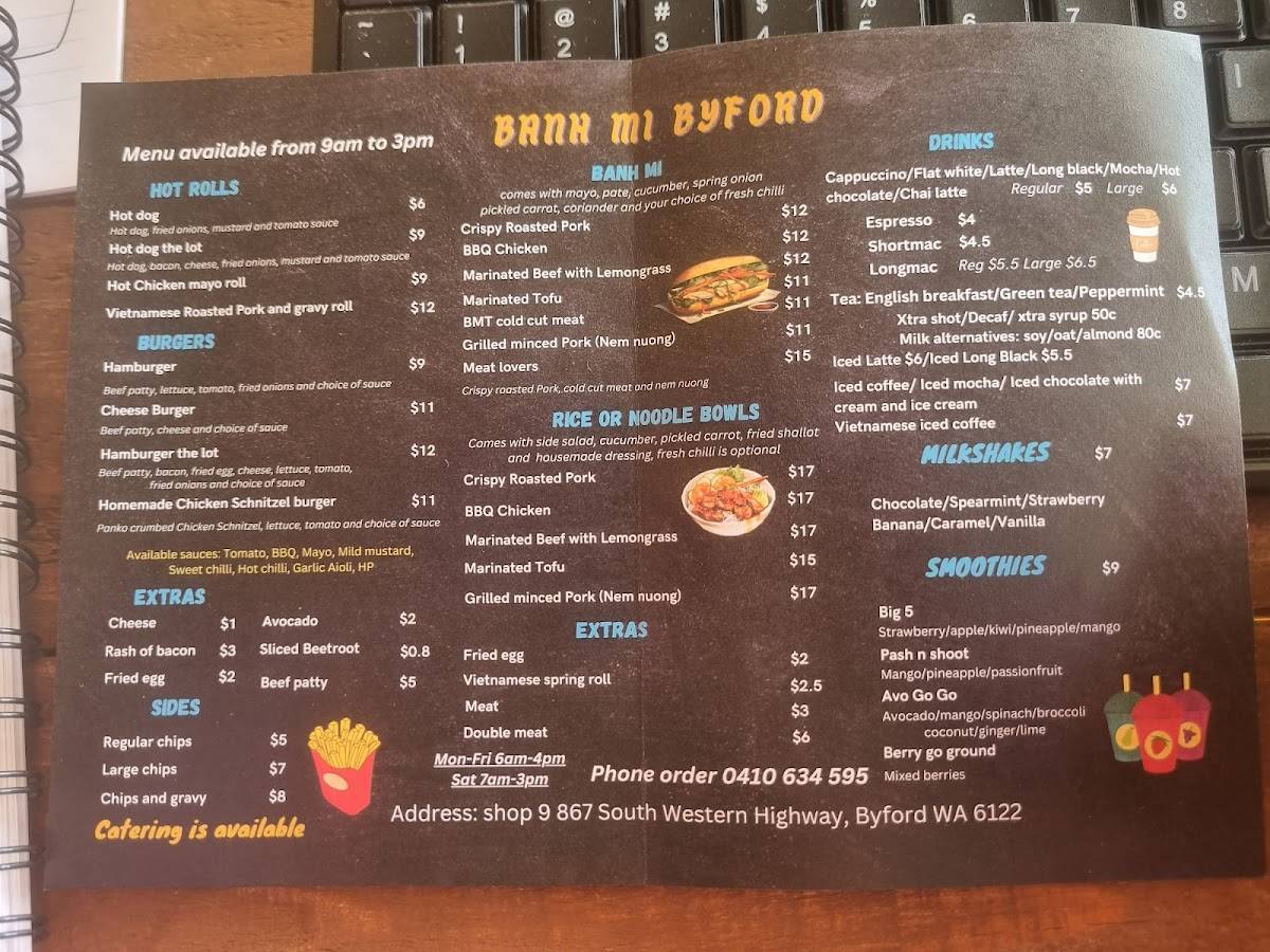 Menu at Banh Mi Byford restaurant, Byford