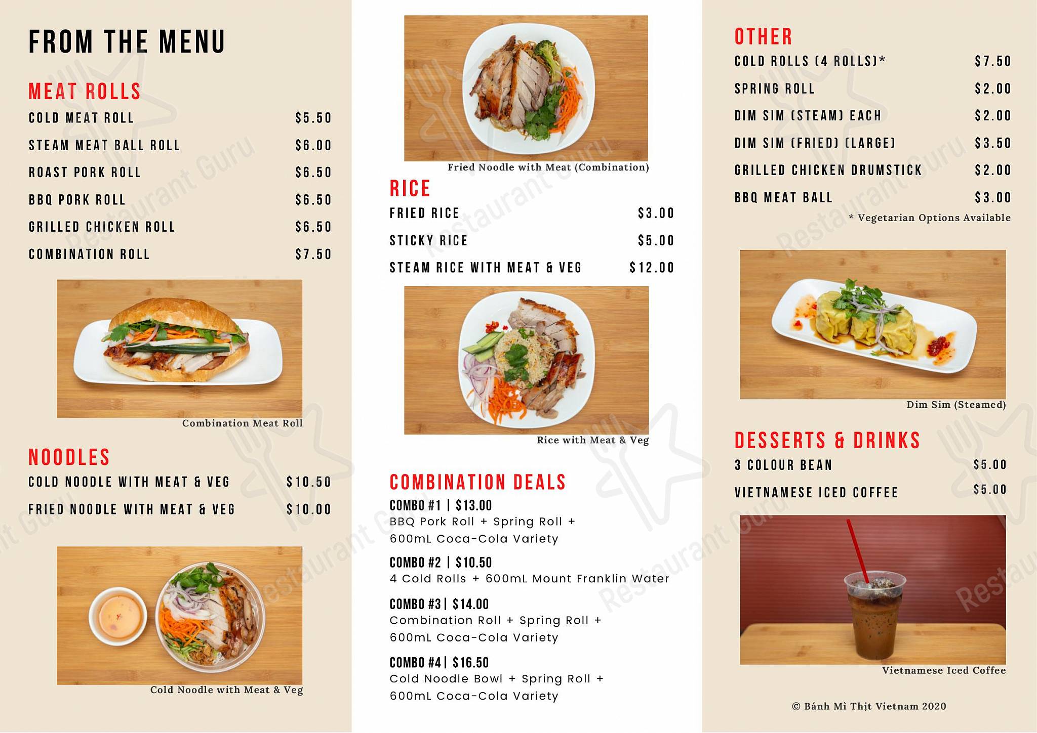 Menu at Banh Mi Thit Vietnam restaurant, Croydon Park