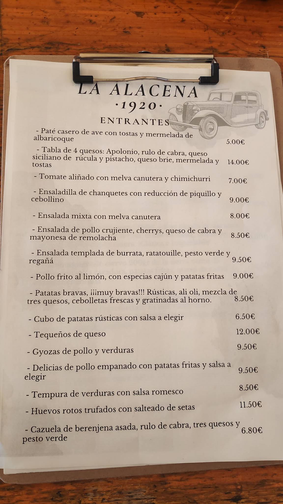 Carta de Bar La Atarazana 1920, Almensilla