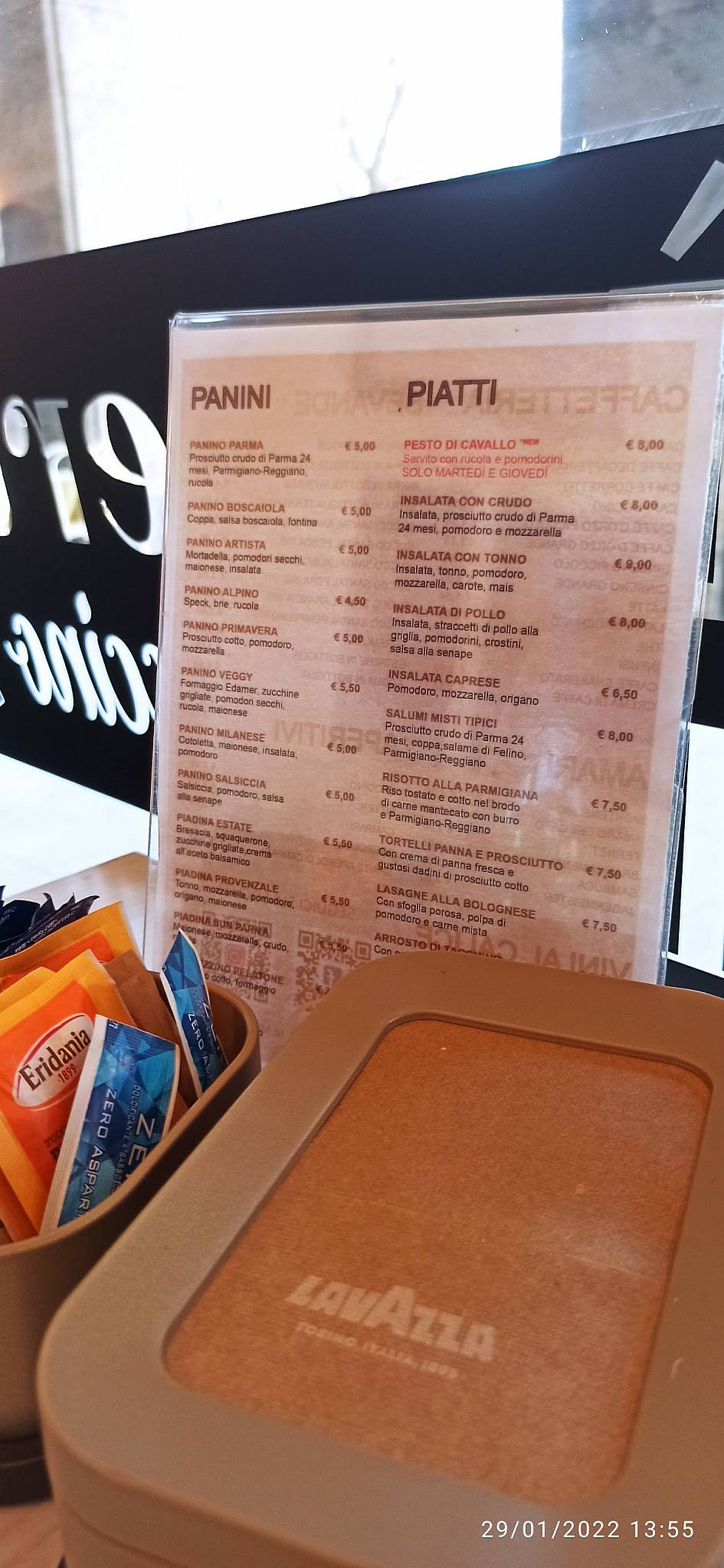 Menu da Bar Stazione di Parma, Parma