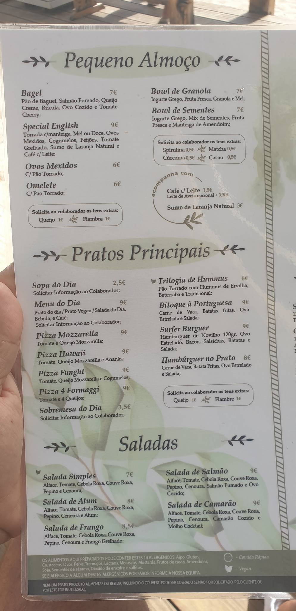Menu em Tribo da Praia - Bar da Praia, Ferrel, Baleal s/nº