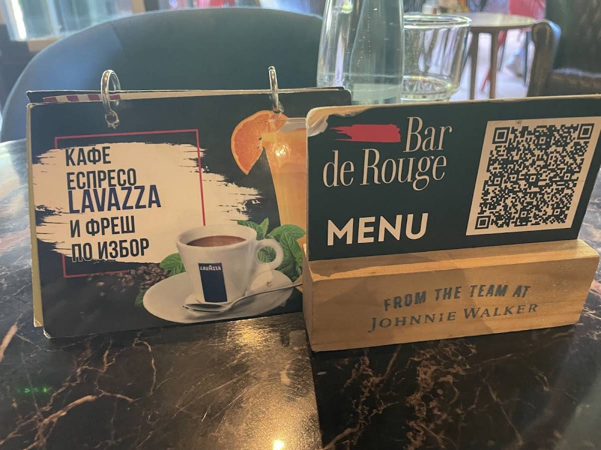 Menu at Bar de Rouge, Sofia