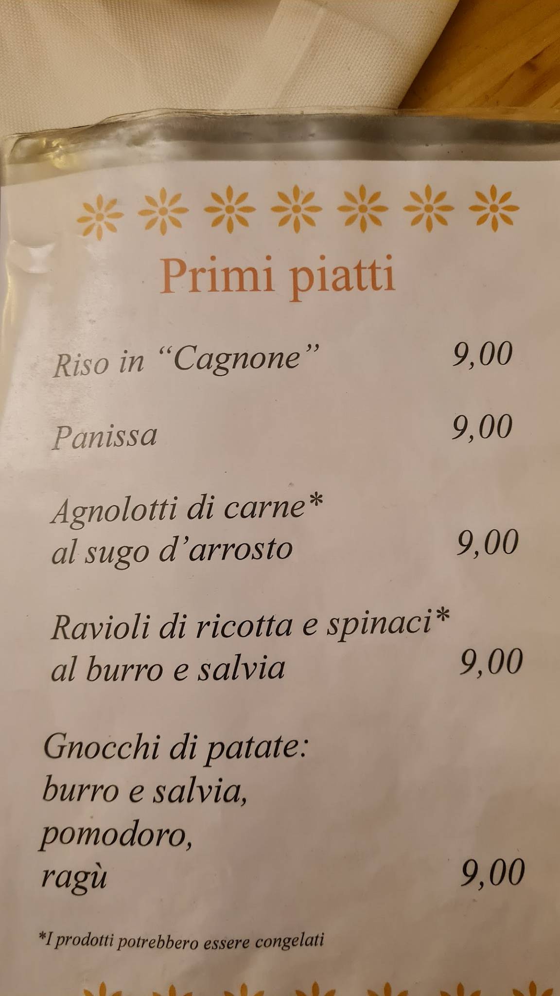 Menu da Baracca Ristorante, Biella