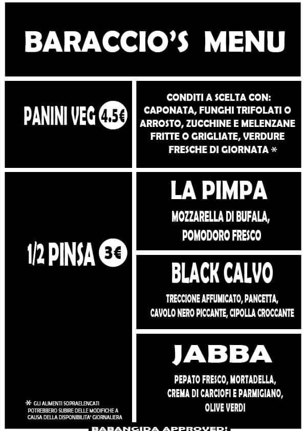 Menu da Baraccio, Catania
