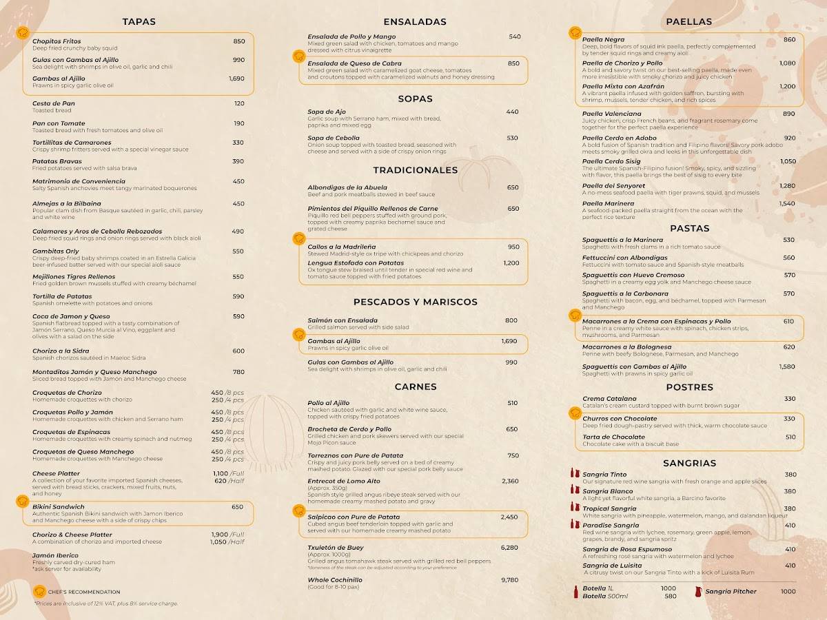Menu at Barcino - Santolan Town Plaza, San Juan