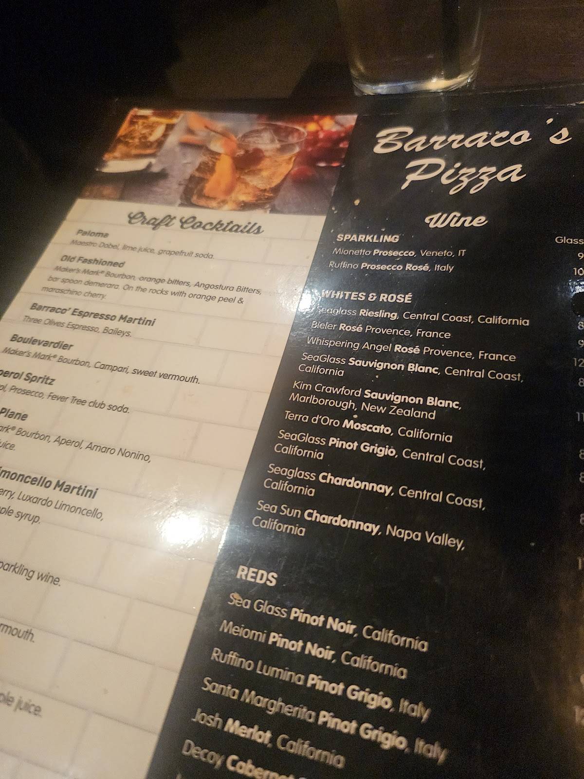 Menu at Barraco's Pizza, Evergreen Park, W 95th St
