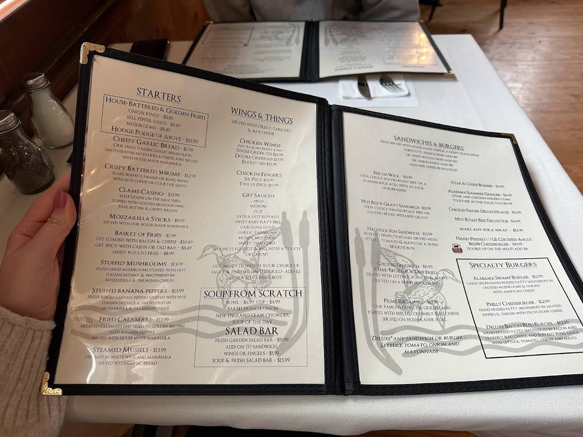 Menu at Alabama Hotel pub & bar, Basom, Lewiston Rd