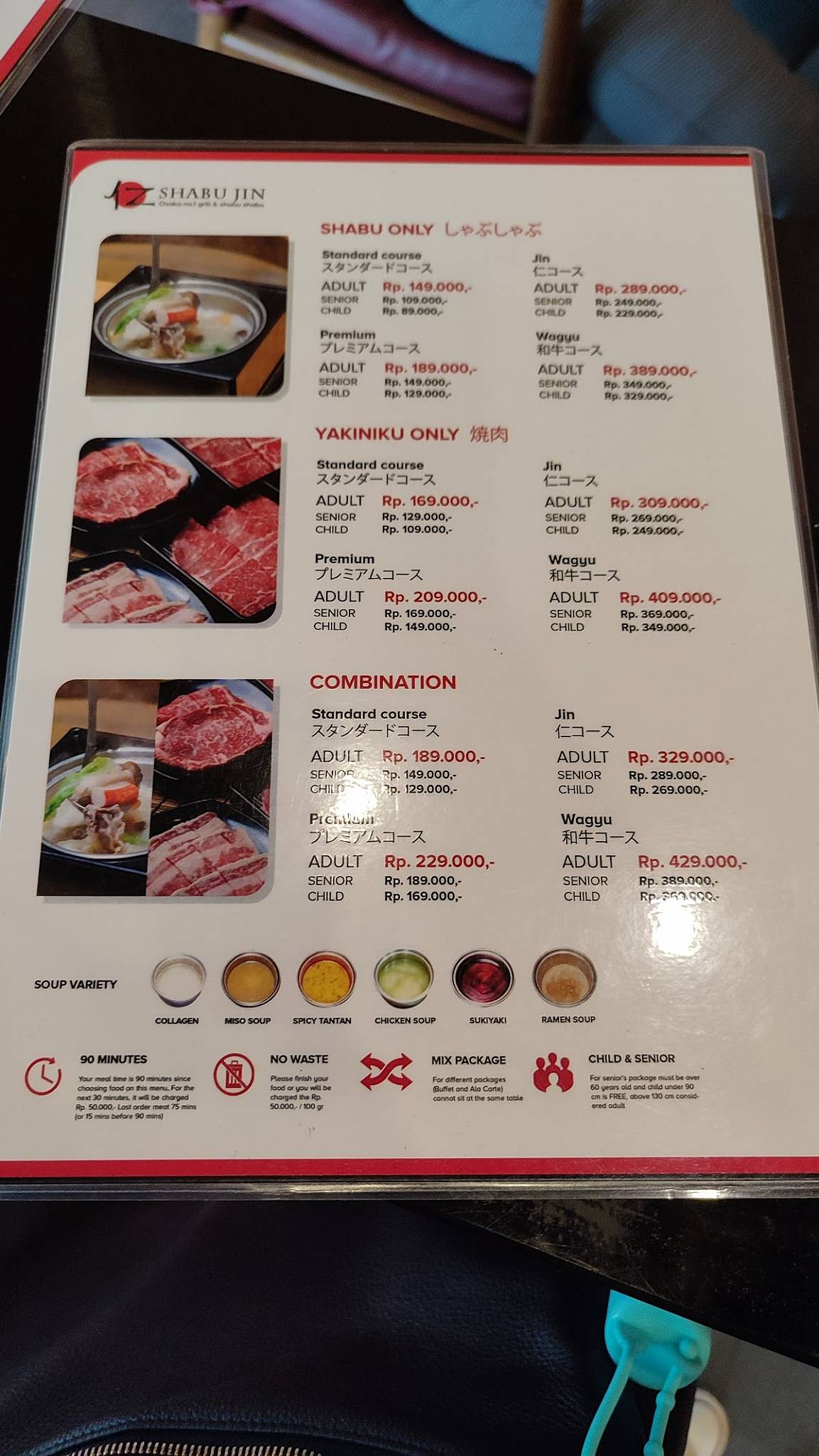 Carta del restaurante SHABU JIN, Batam
