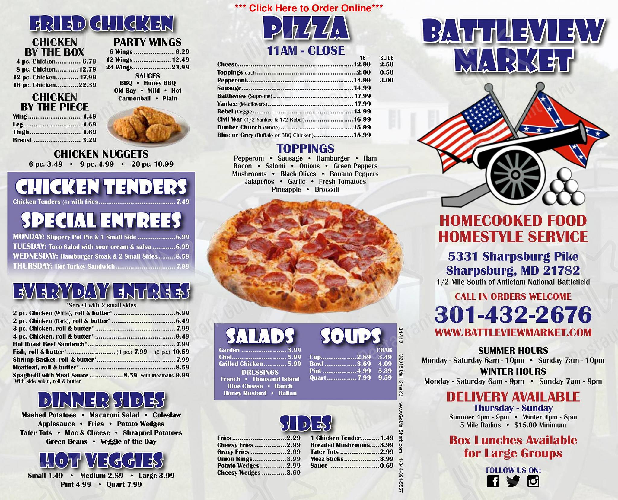 Menu at Battleview Market restaurant, Sharpsburg