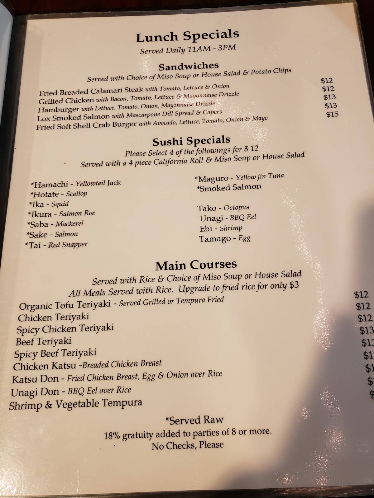 Menu at Bayfront Restaurant, Eureka