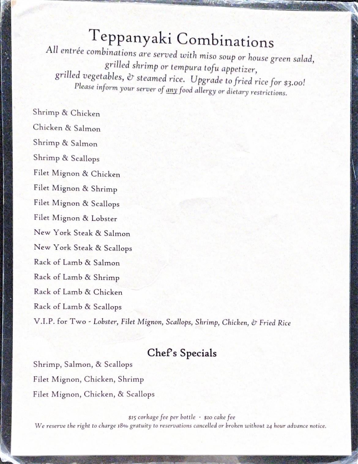 Menu at Bayfront Restaurant, Eureka