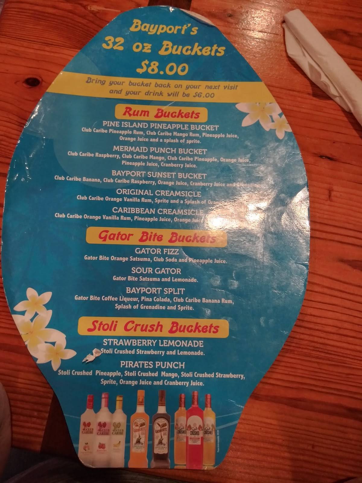 Menu at Bayport Inn pub & bar, Bayport, Cortez Blvd