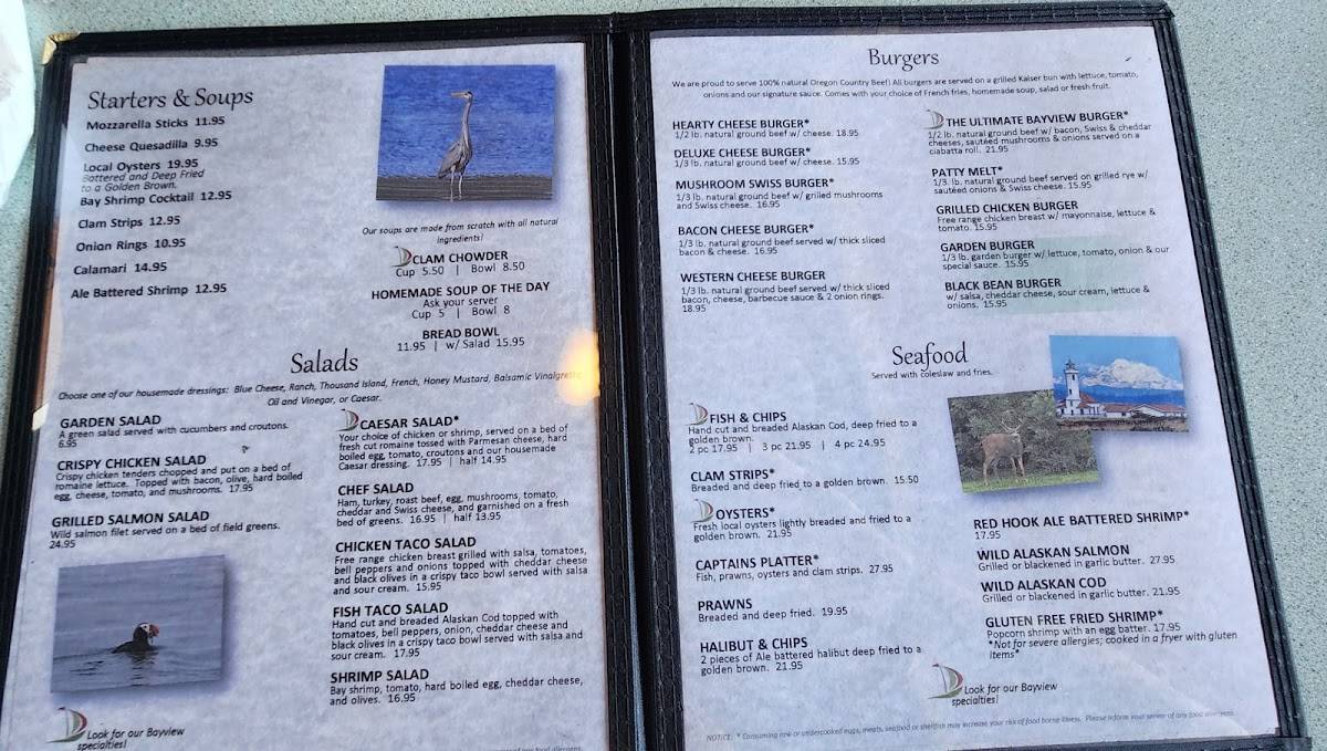Menu at Bayview Restaurant, Port Townsend