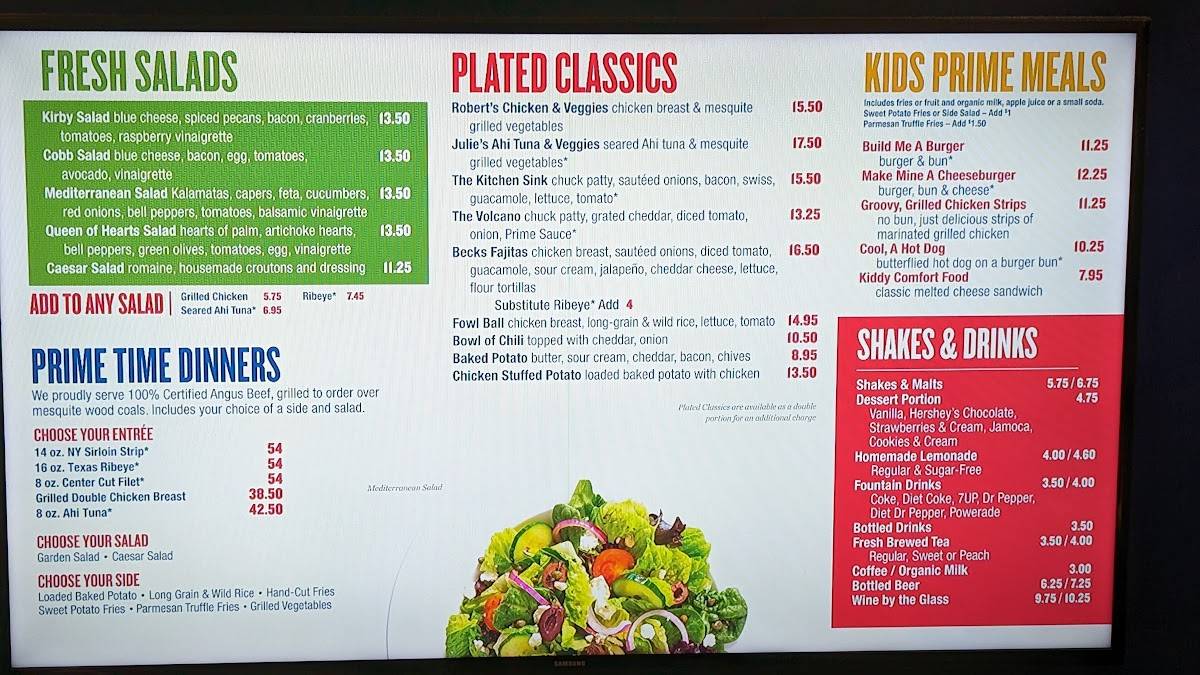 Menu at Becks Prime fast food, Sugar Land, Hwy 6