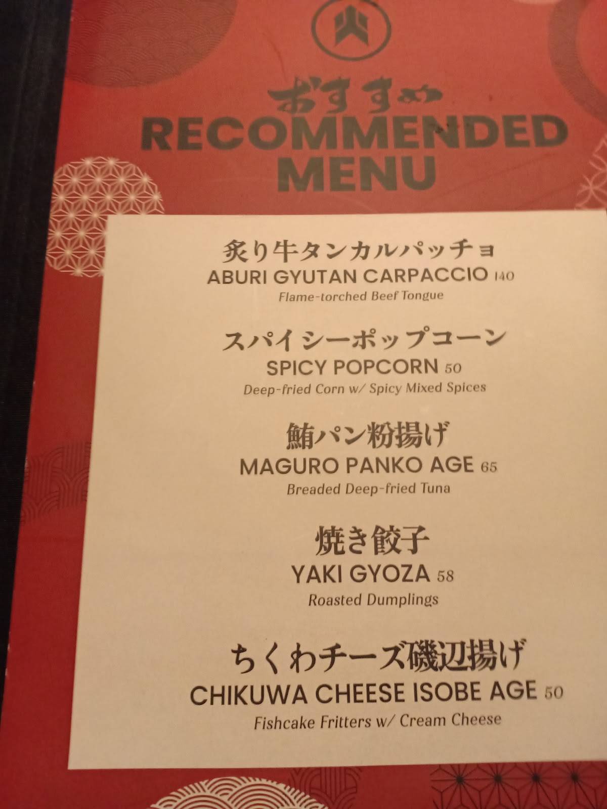 Menu at SUMIBI Cikarang restaurant, Bekasi Regency
