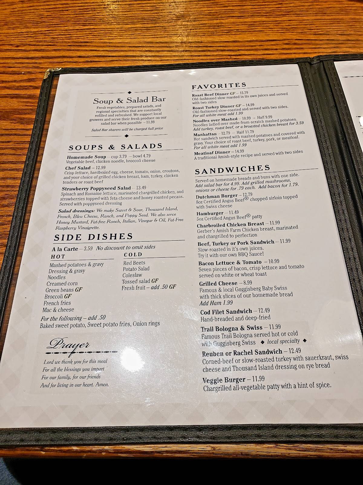 Menu at Der Dutchman restaurant, Bellville