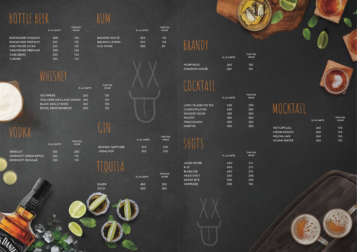 Menu at The Fixx, Bengaluru