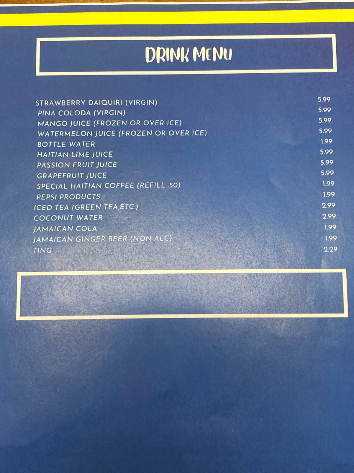 Menu at Benji’s Caribbean Spot restaurant, Fort Wayne