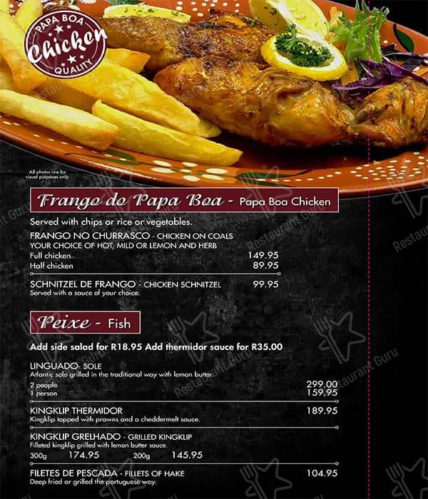 Menu at PapaBoa Benoni restaurant, Benoni