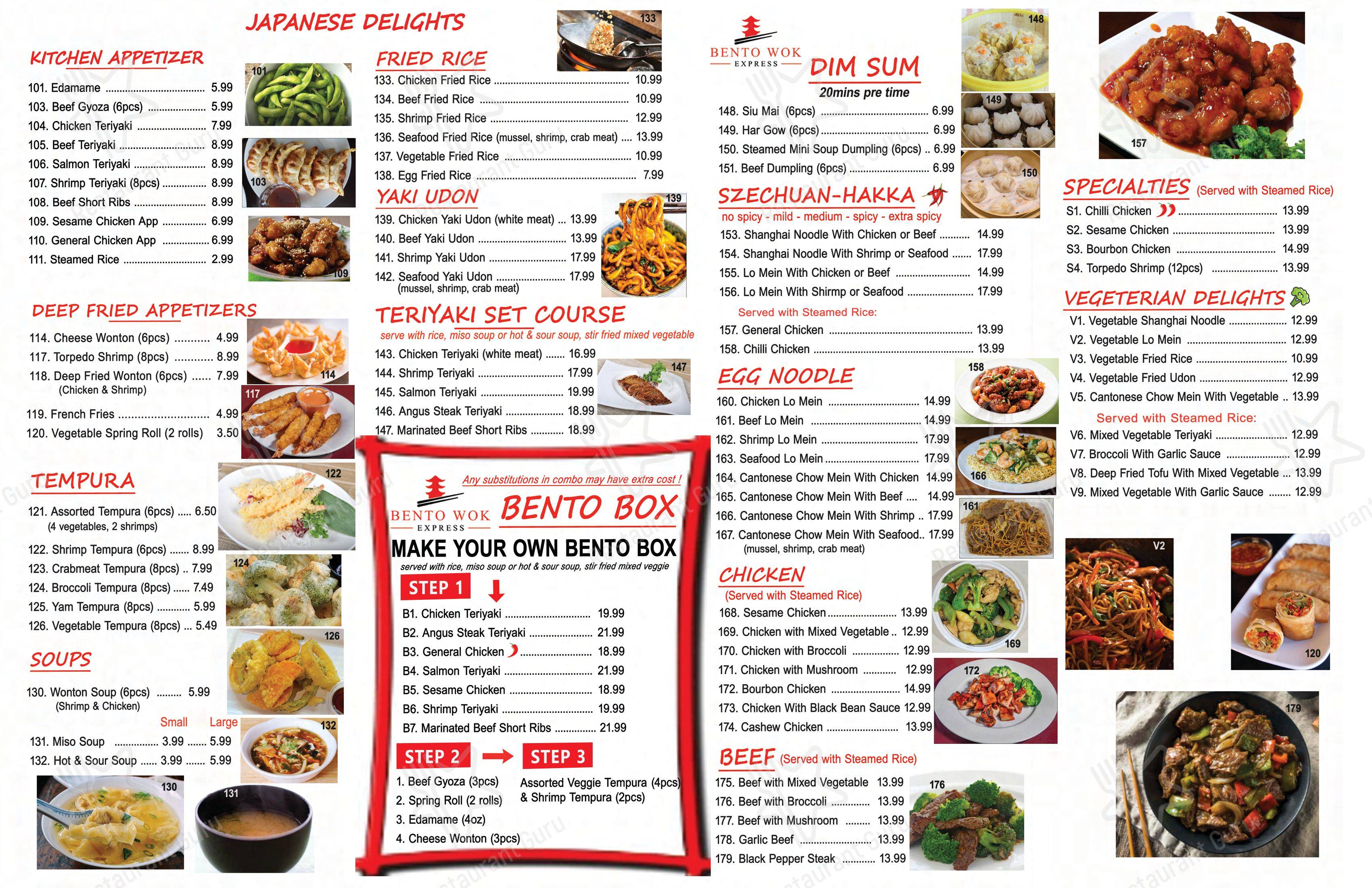 Menu at Bento Wok Express restaurant, Barrie