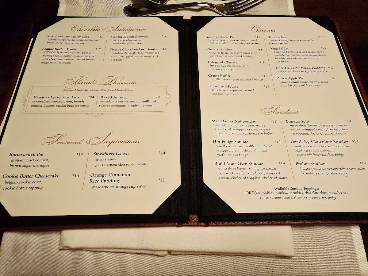 Menu at Bern's Steak House steakhouse, Tampa, S Howard Ave