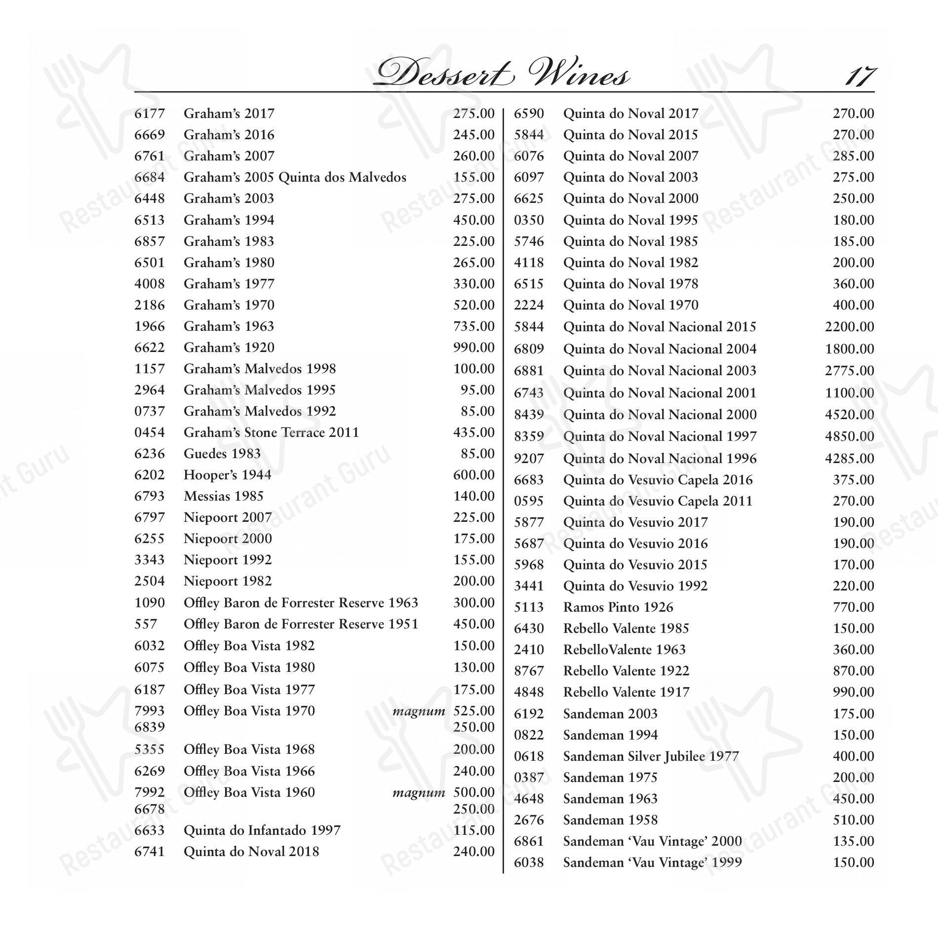 Menu at Bern's Steak House steakhouse, Tampa, S Howard Ave