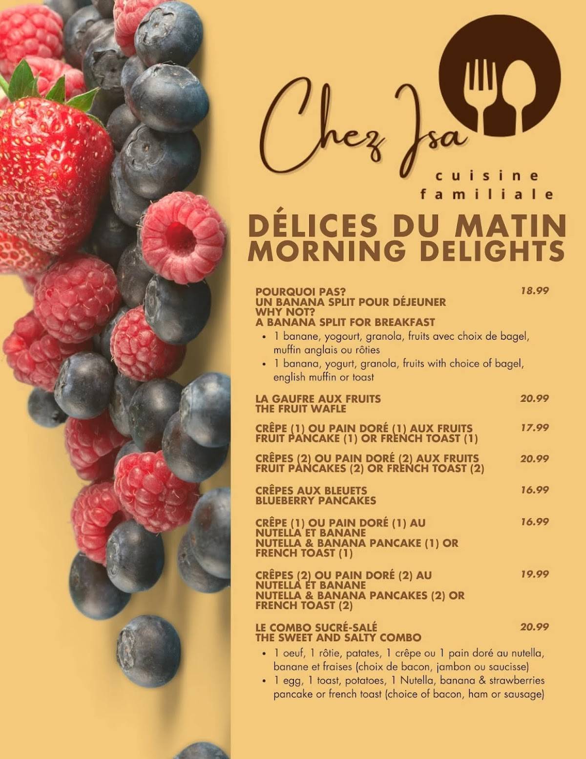 Menu at Resto Chez Isa restaurant, Bertrand
