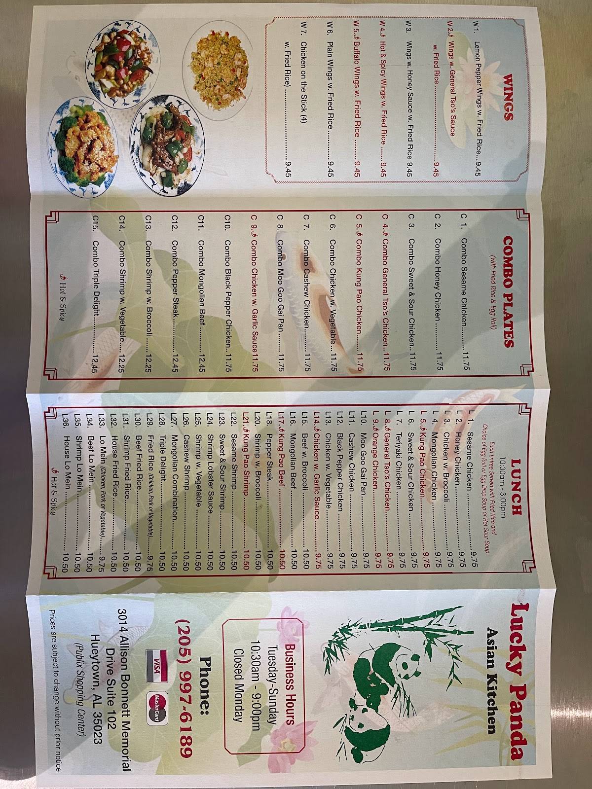 Menu at Lucky Panda restaurant, Bessemer