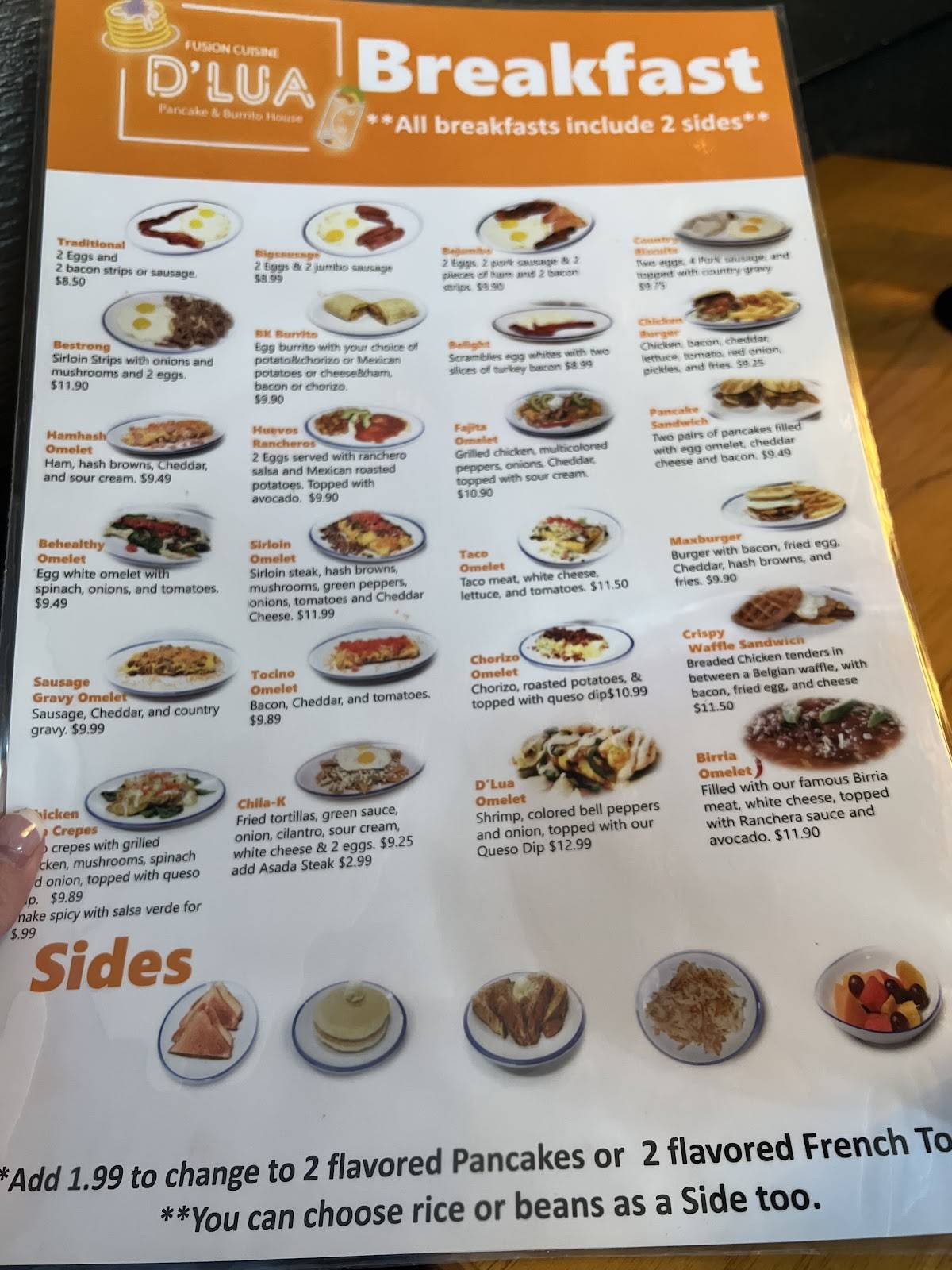 Menu at D'Lua restaurant, Bettendorf
