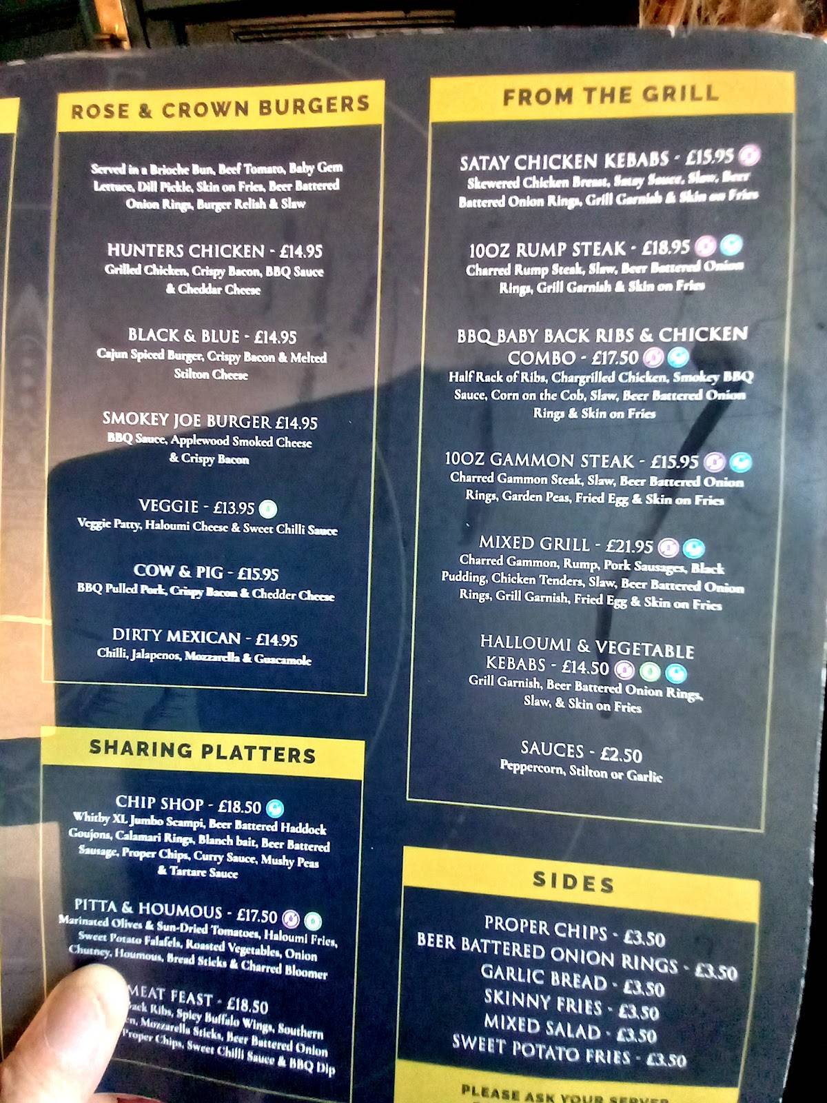 Menu at Rose & Crown - Beverley pub & bar, Beverley