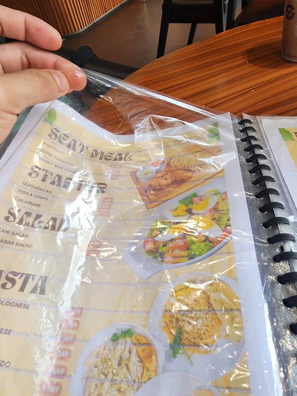 Menu at Big Bean cafe, Davao City