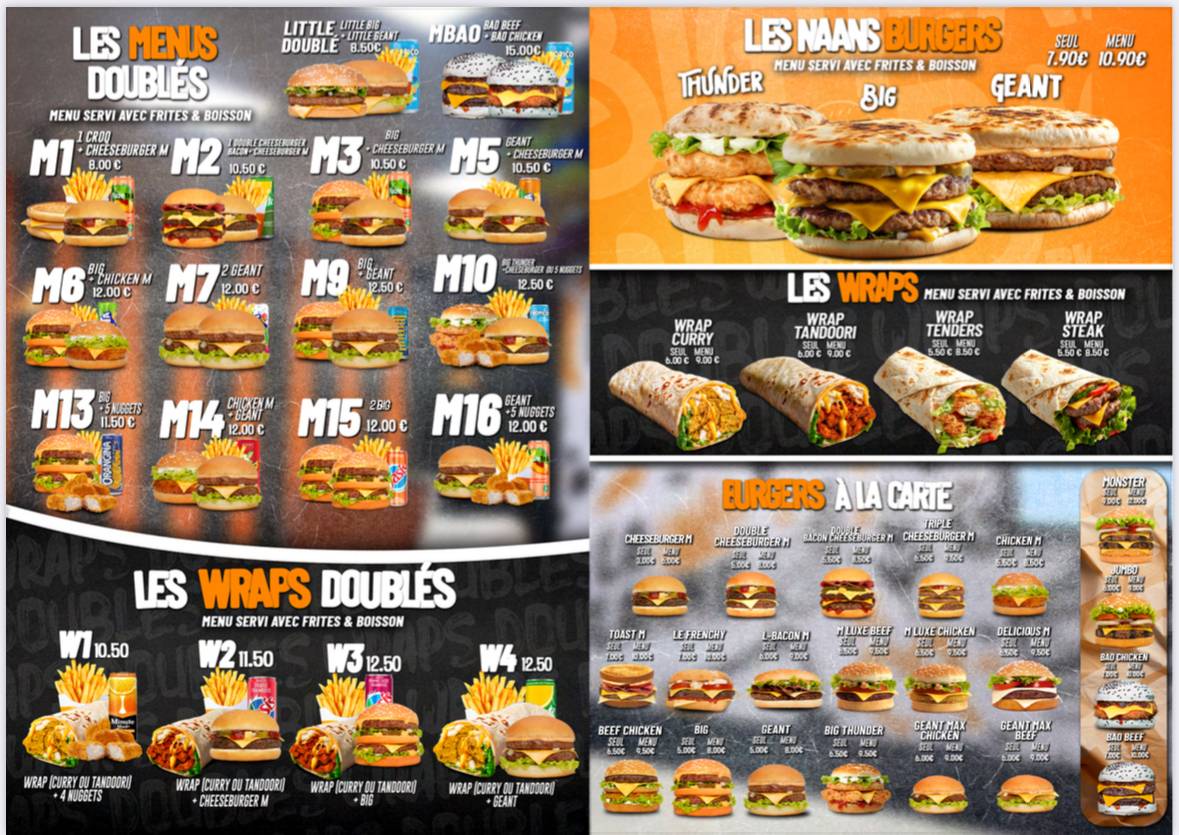 Menu au Big M - Bourg en Bresse restaurant, Bourg-en-Bresse