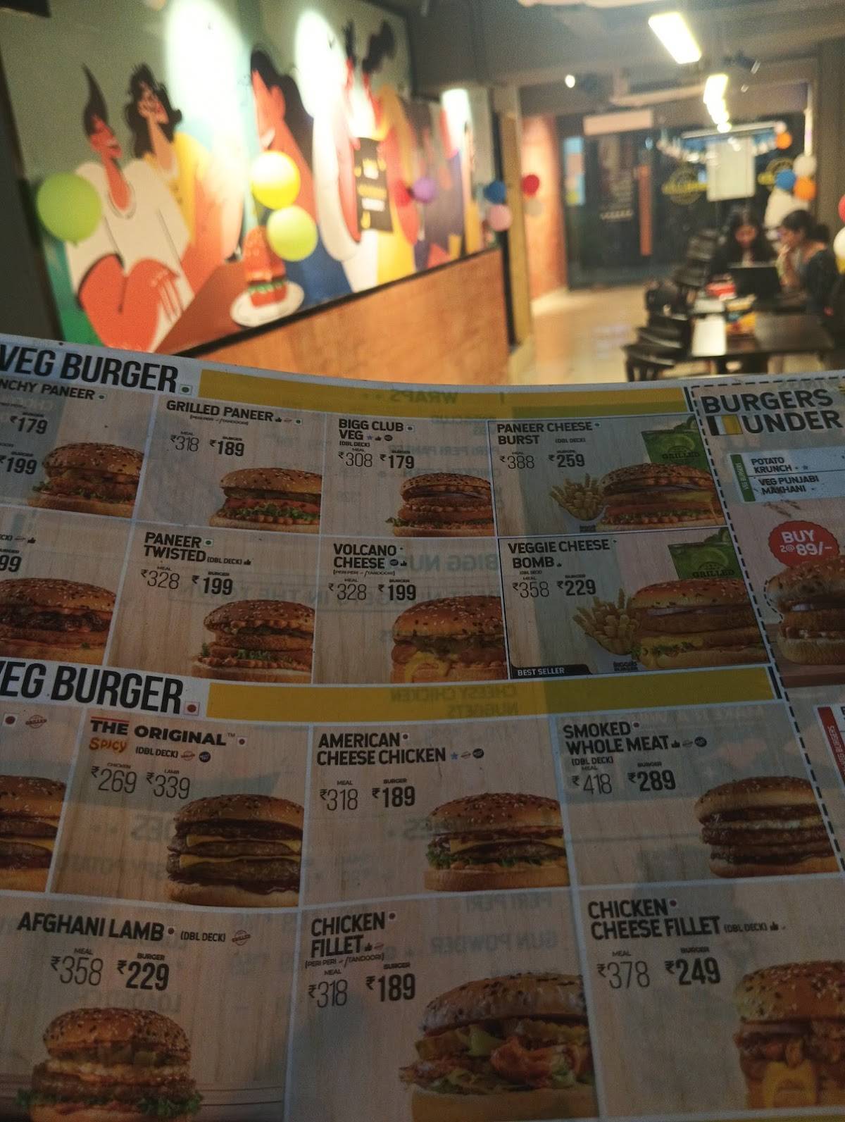 Menu at Biggies Burger: Cunningham Road, Bengaluru