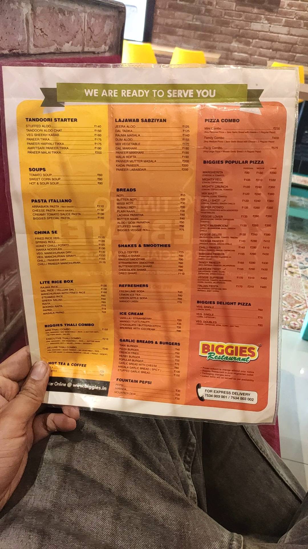 Menu at Biggies Restaurant, Meerut, NH-58