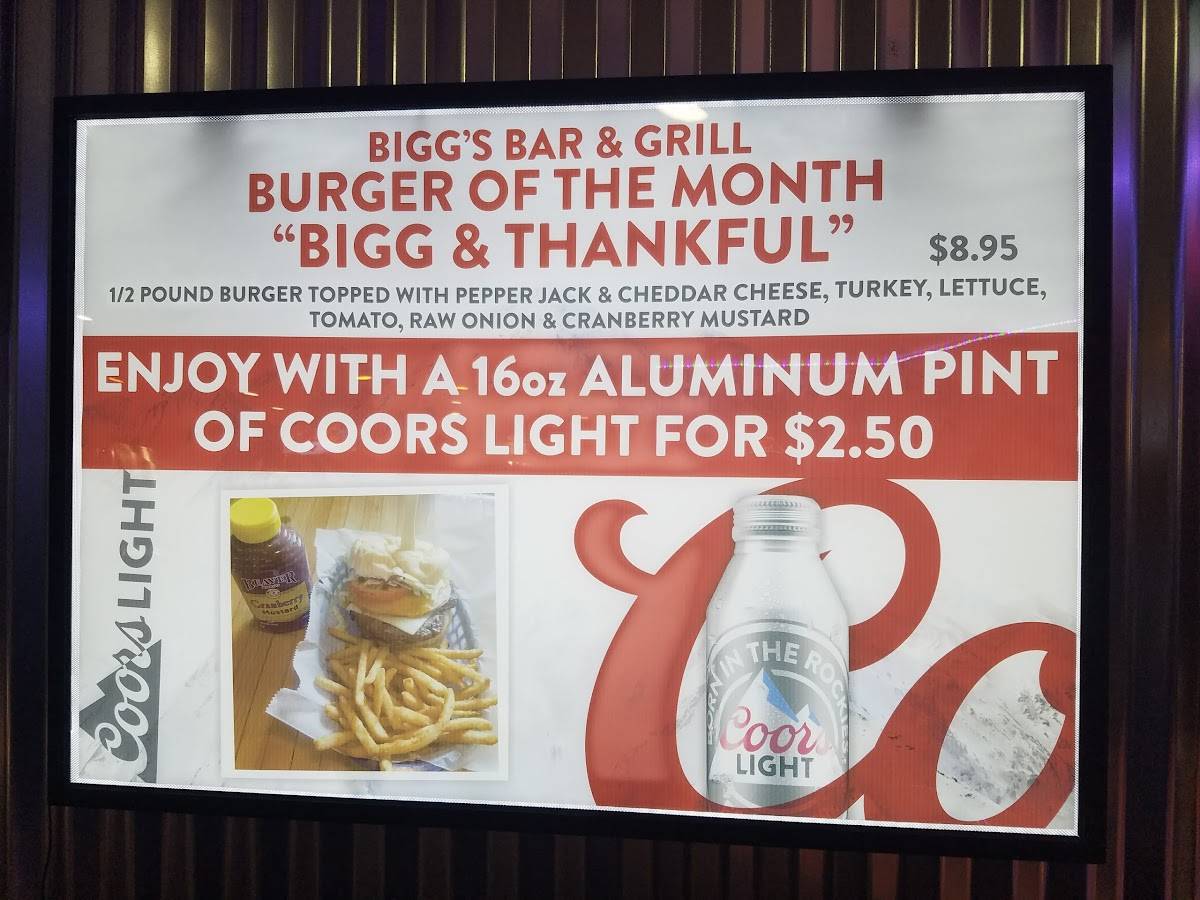 Menu at Bigg's Bar & Grill, Watertown