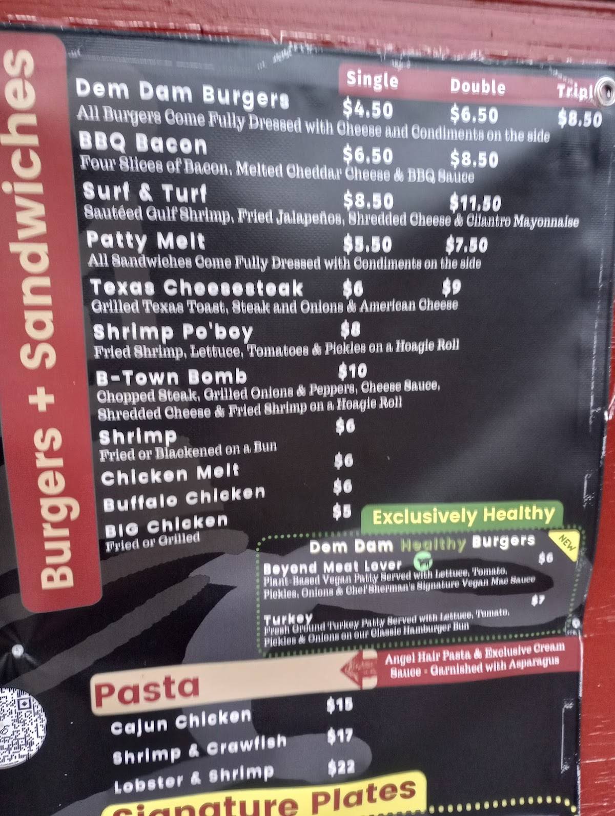Menu at Dem Dam Burgers - Biloxi, Ms restaurant, Biloxi