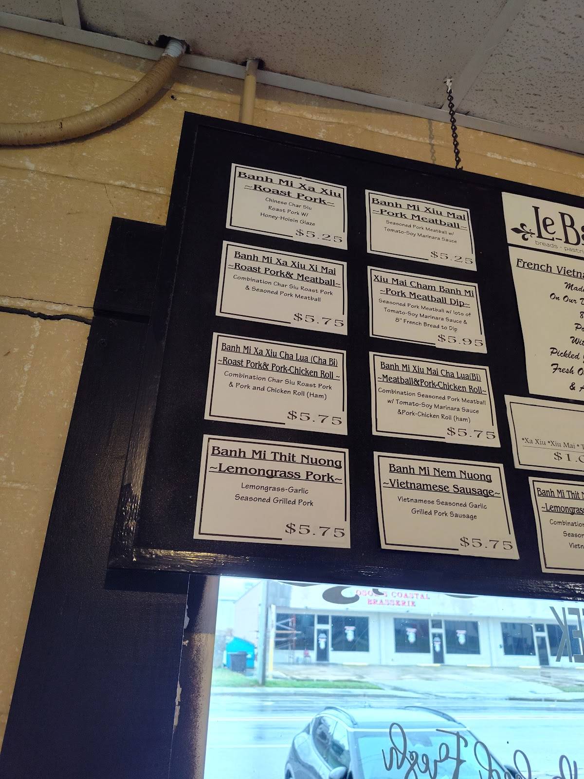 Menu at Le Bakery, Biloxi