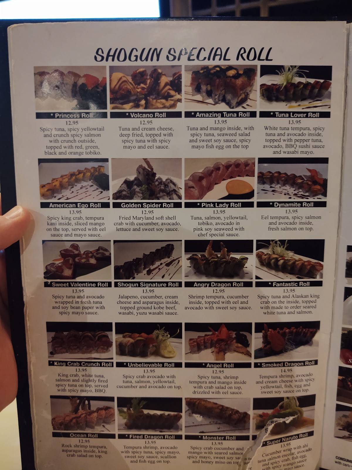 Menu at Shogun Japanese Steakhouse, Sushi & Thai, Bismarck