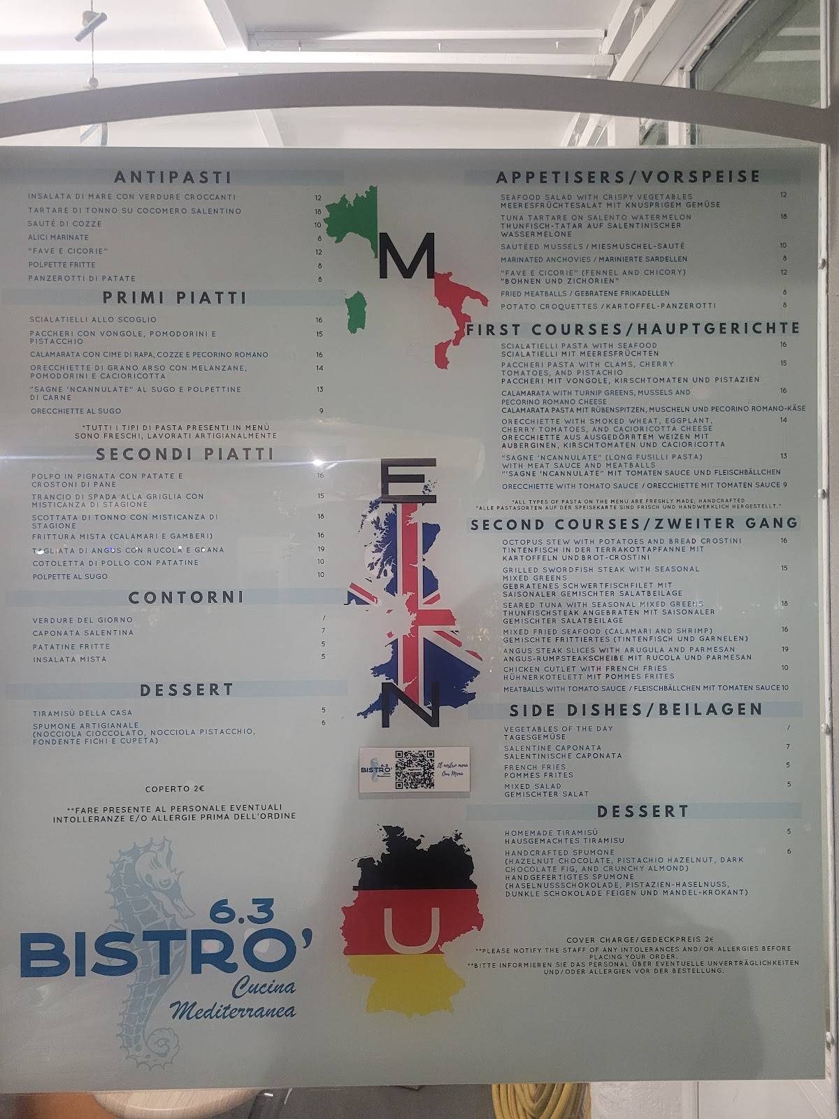 Menu da Bistrò 6.3 ristorante, Torre Dell'orso