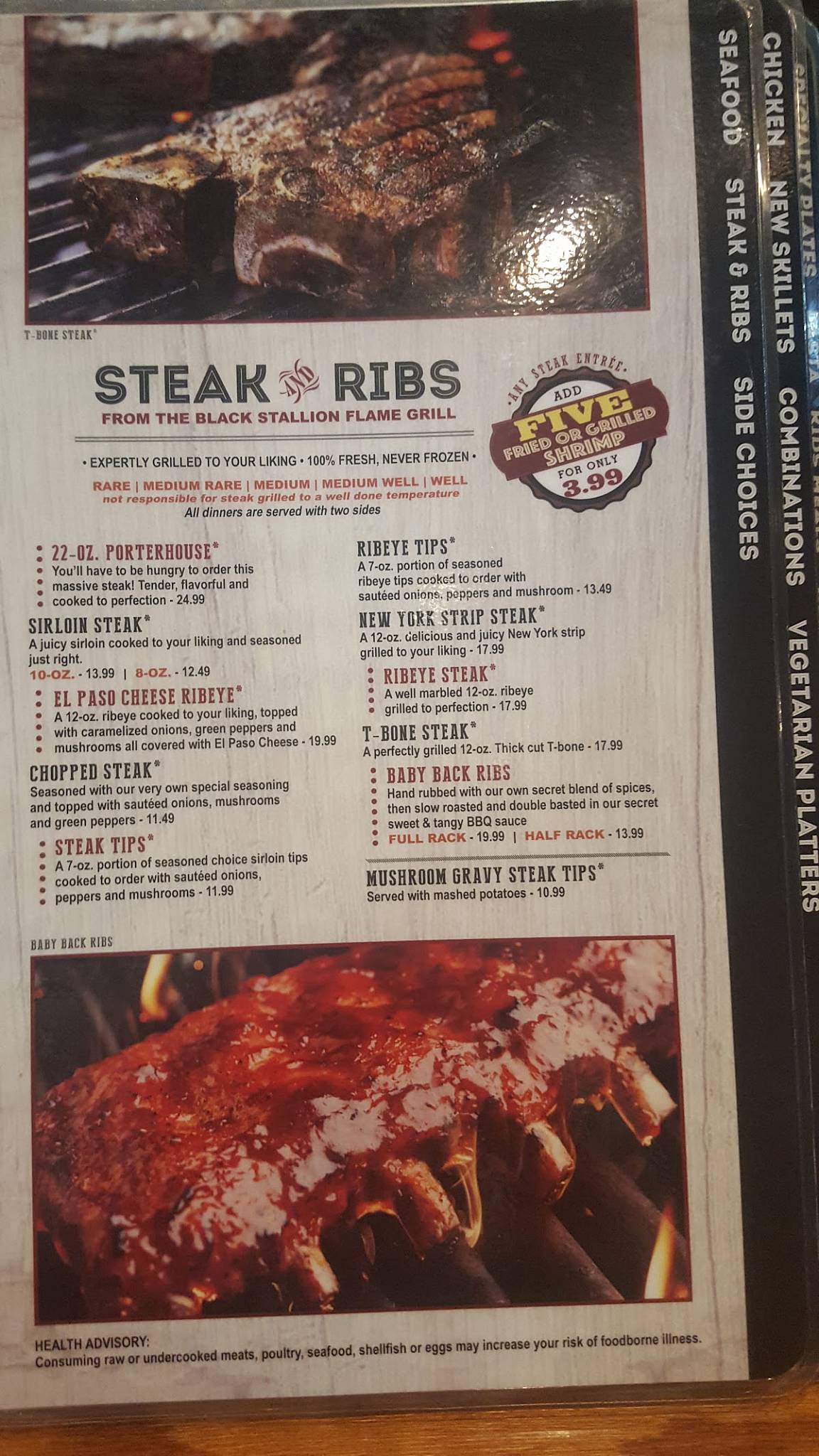 Menu at Black Stallion Steak House Restaurant, Monticello