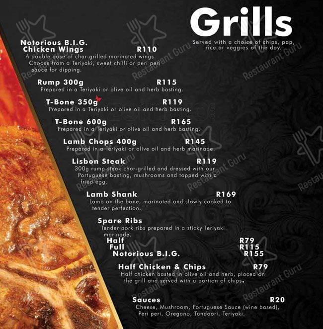 Menu at CAPPELLO. pub & bar, Bloemfontein