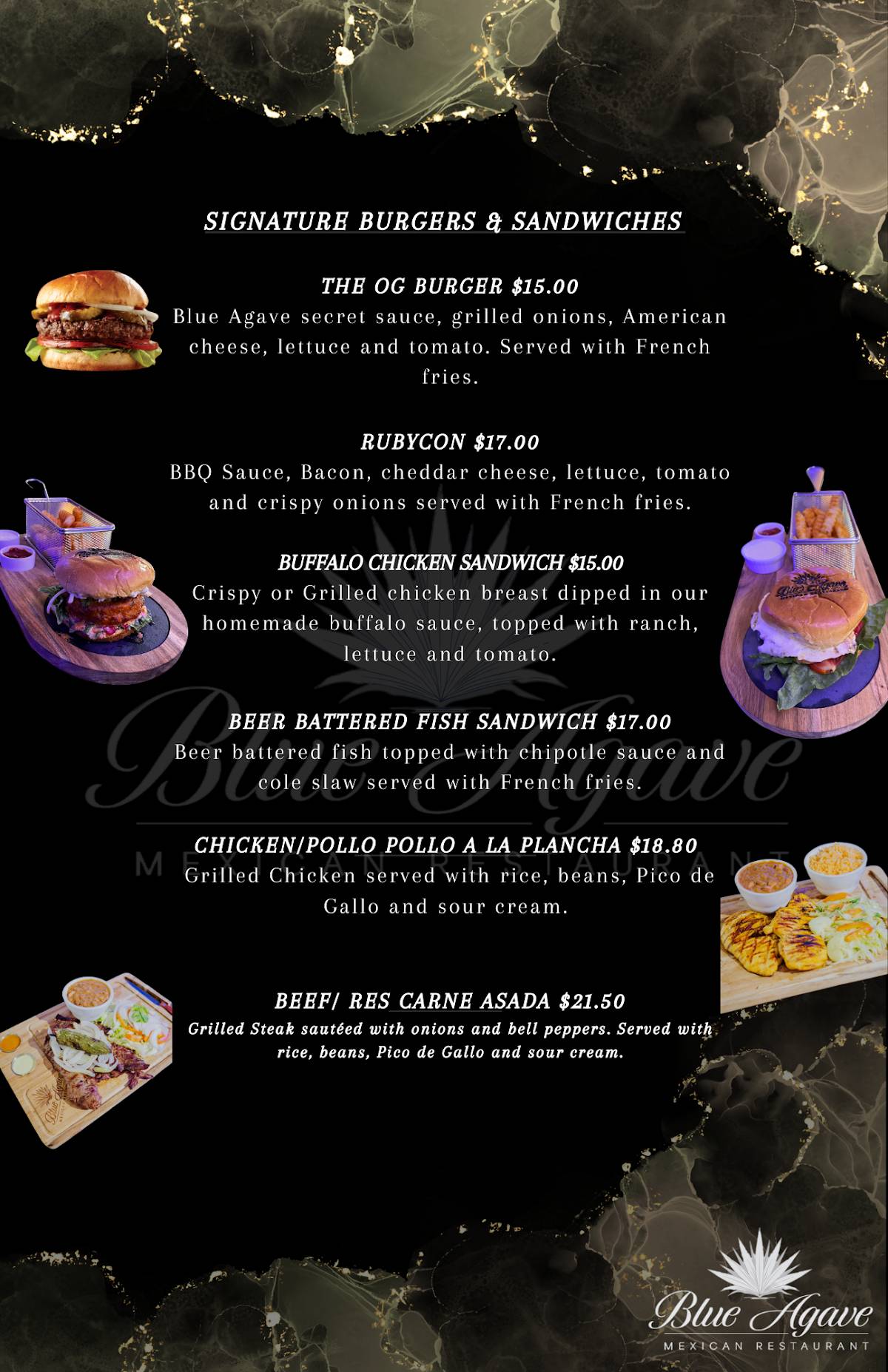 Menu at Blue Agave Mexican Restaurant, Ave Maria