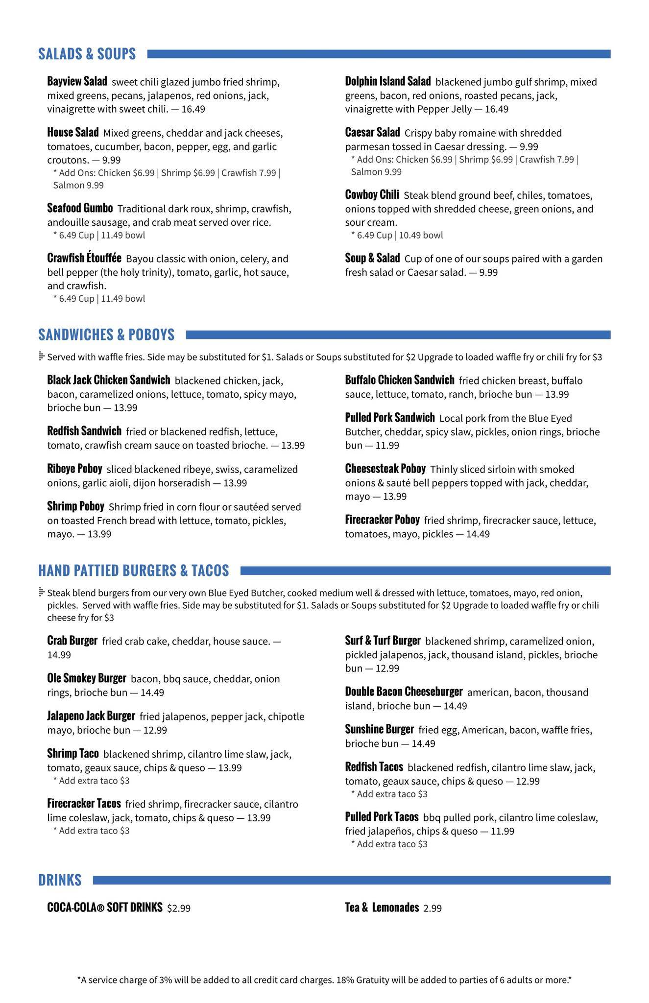 Menu at Blue Crab Grill steakhouse, Laurel, 604 Carroll Gartin Blvd