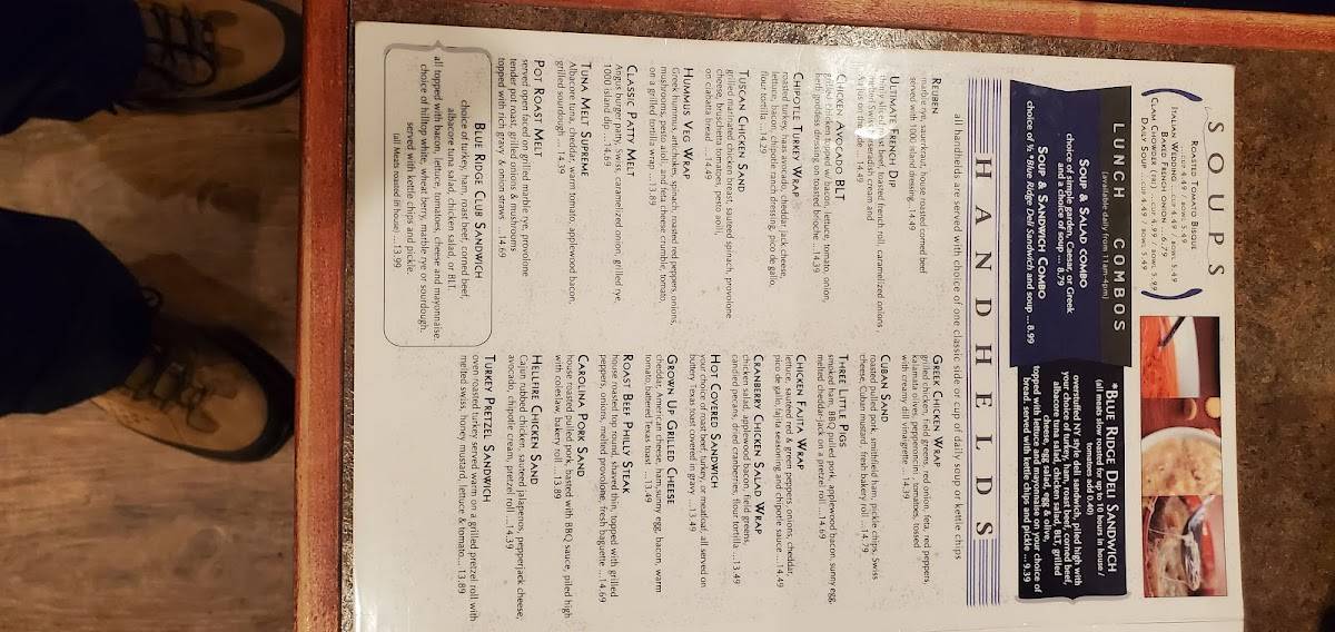 Menu at Blue Ridge Grill restaurant, Rochester, W Ridge Rd